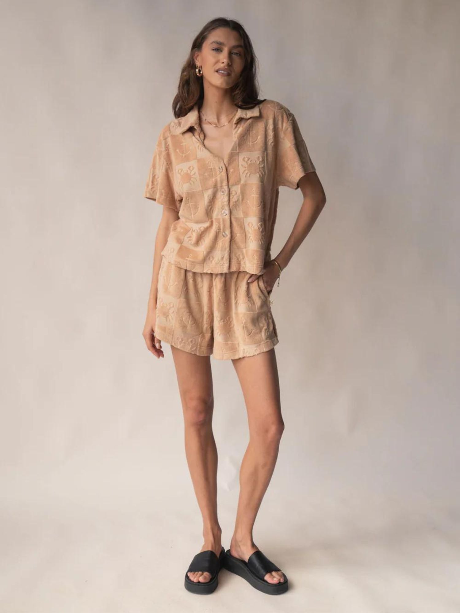 Seaside Terry Shirt Set | Macadamia – grace & maple