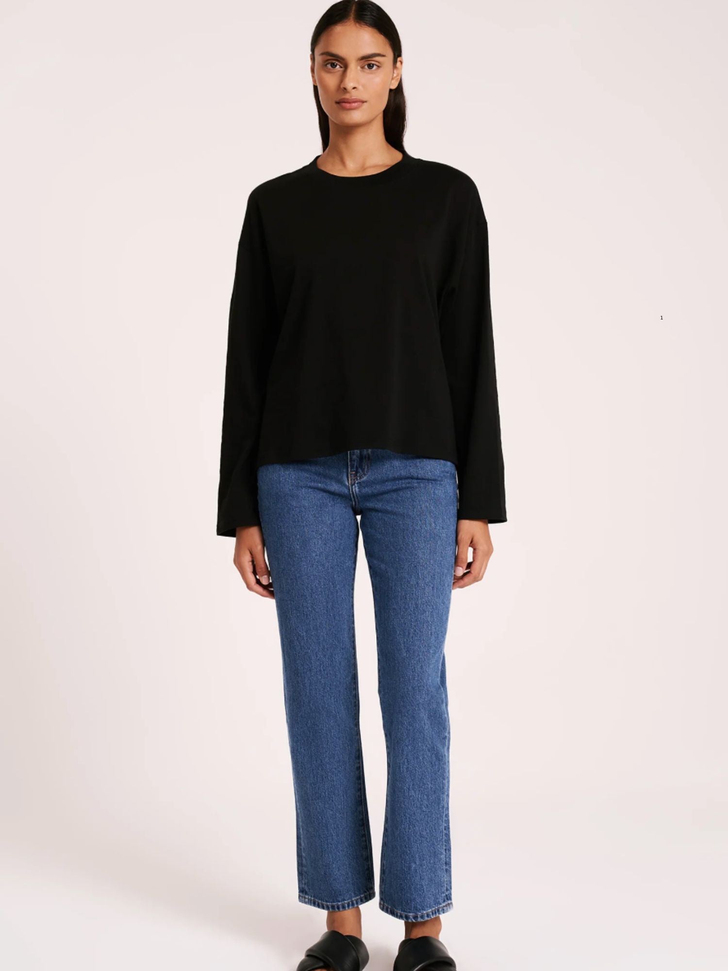 Organic Long Sleeve Top | Black – grace & maple